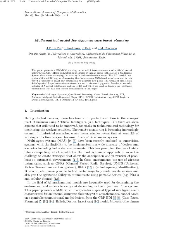 (PDF) Mathematical model for dynamic case-based planning
