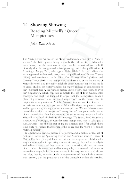 (PDF) "Showing Showing: Reading WJT Mitchell's 'queer' metapictures"