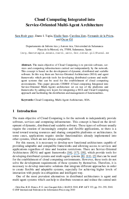 (PDF) Cloud Computing Integrated into Service-Oriented Multi-Agent Architecture | SARA RODRÍGUEZ ...