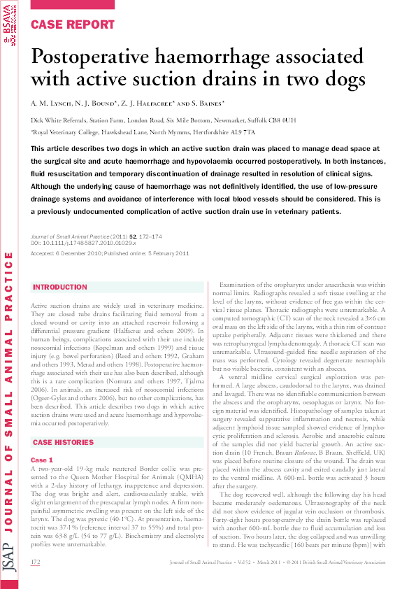 (PDF) Postoperative haemorrhage associated with active suction drains ...