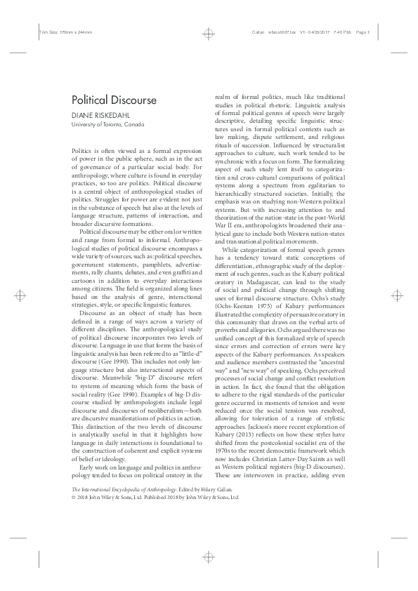 (PDF) Political Discourse
