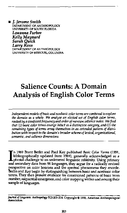 (PDF) Salience Counts: A Domain Analysis of English Color Terms