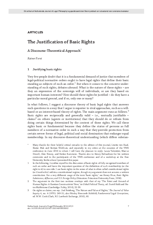 (PDF) The Justification of Basic Rights. A Discourse-Theoretical Approach