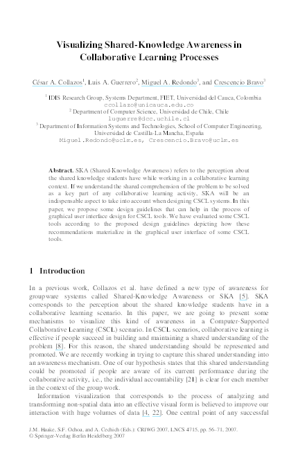 (PDF) Visualizing Shared-Knowledge Awareness in Collaborative Learning Processes