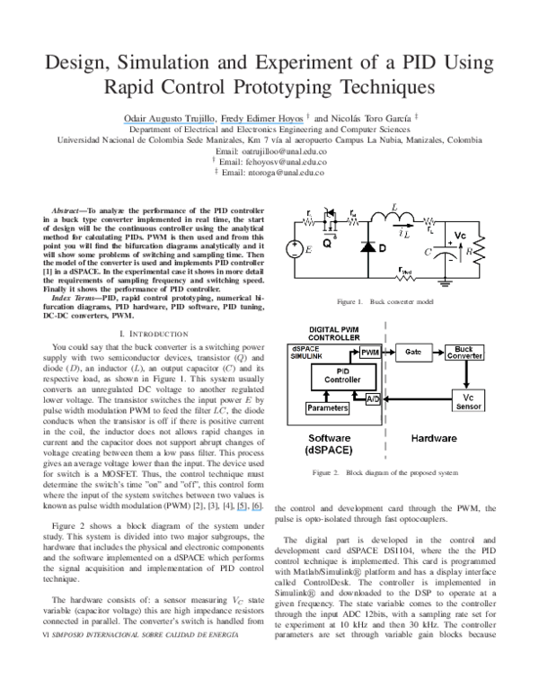 Pdf Pid Controller Design And Performance In Buck Converter 