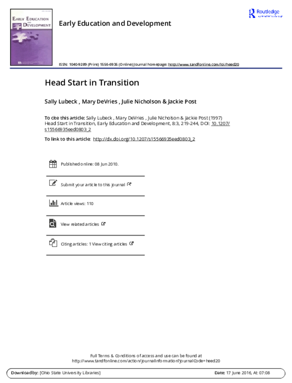 (PDF) Head Start in Transition