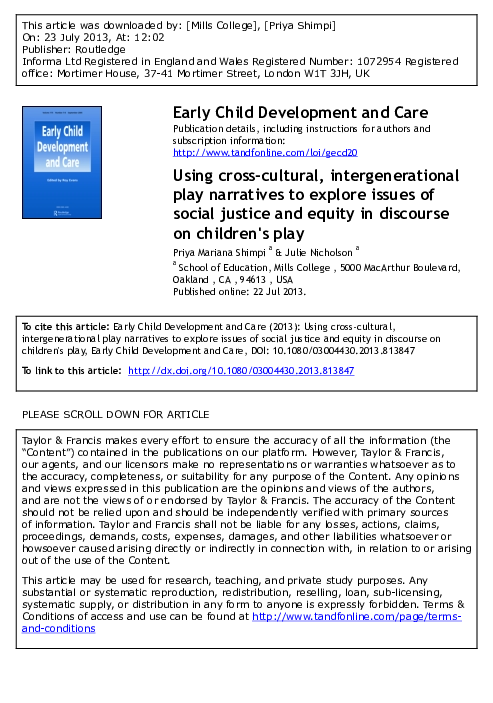 (PDF) Using cross-cultural, intergenerational play narratives to ...
