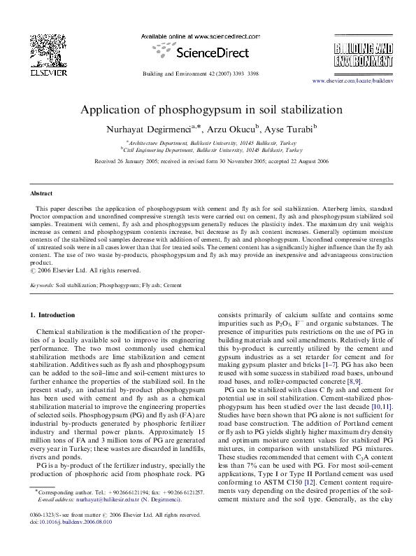(PDF) Application of phosphogypsum in soil stabilization