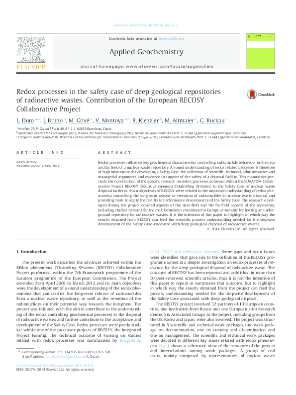 (PDF) Redox processes in the safety case of deep geological ...
