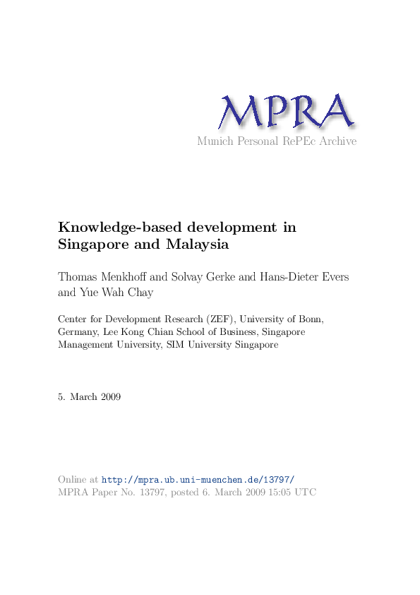 (PDF) Knowledge-based development in Singapore and Malaysia
