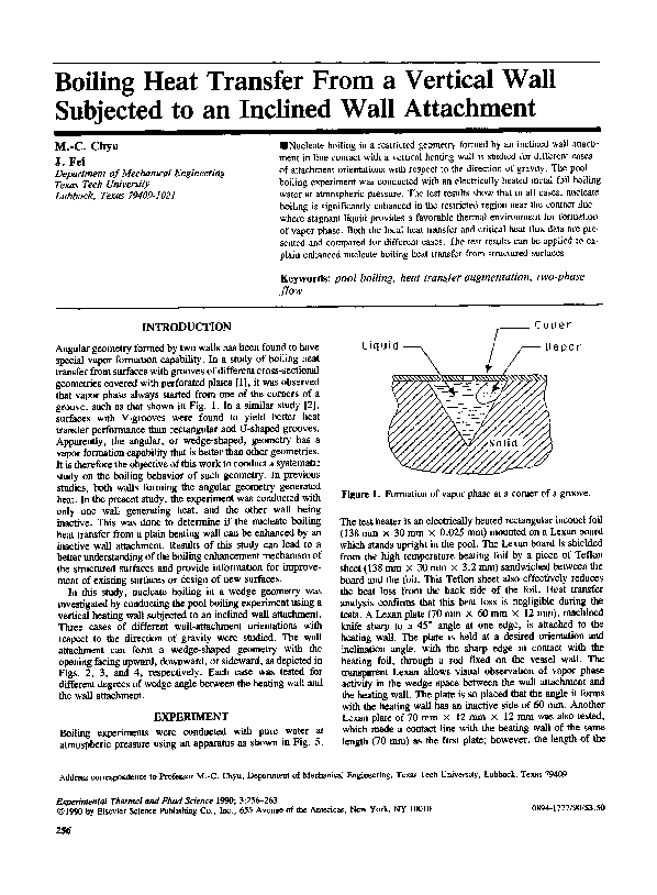 (PDF) Boiling heat transfer from a vertical wall subjected to an ...