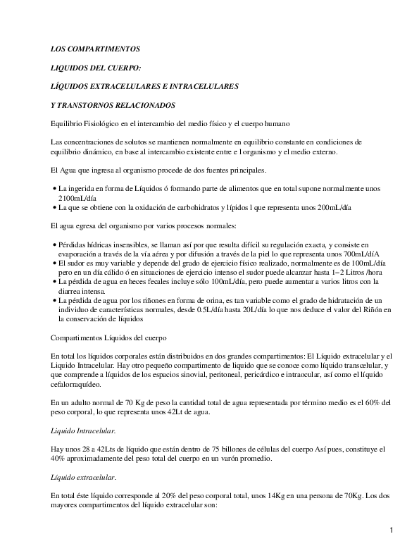 Pdf Los Compartimentos Liquidos Del Cuerpo Líquidos Extracelulares E