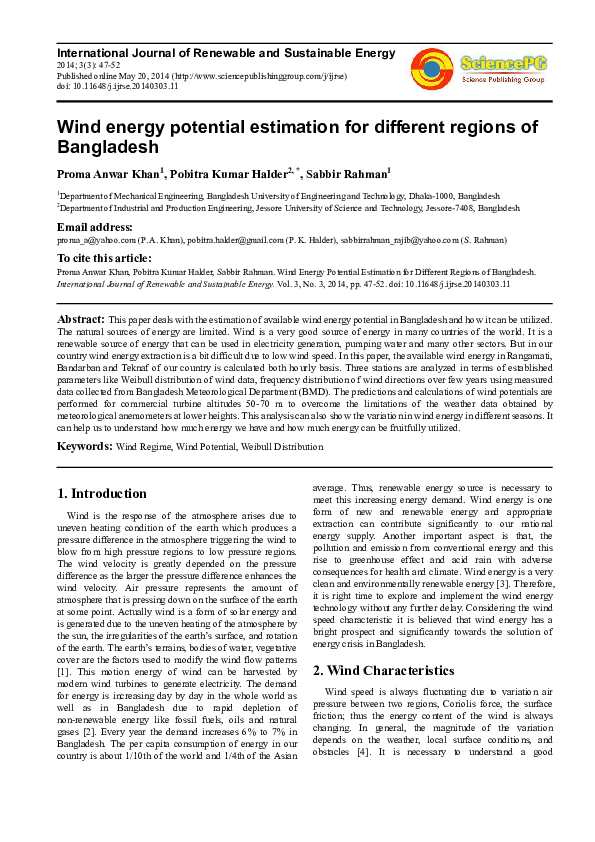 (PDF) International Journal of Renewable and Sustainable Energy Wind ...