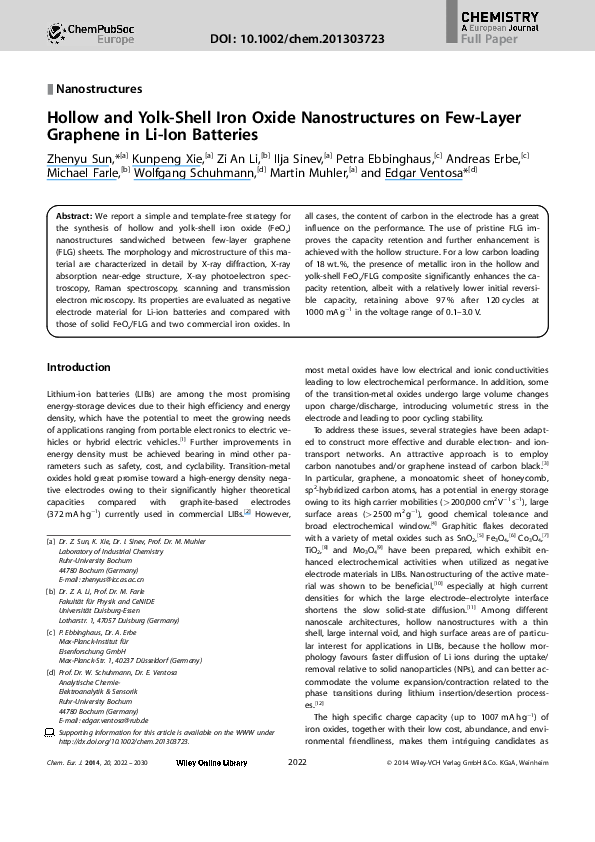 (PDF) Hollow and Yolk-Shell Iron Oxide Nanostructures on Few-Layer ...