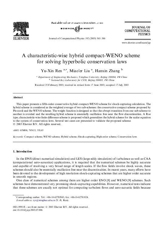 (PDF) A characteristic-wise hybrid compact-WENO scheme for solving ... (PDF) A characteristic-wise hybrid compact-WENO scheme for solving ...