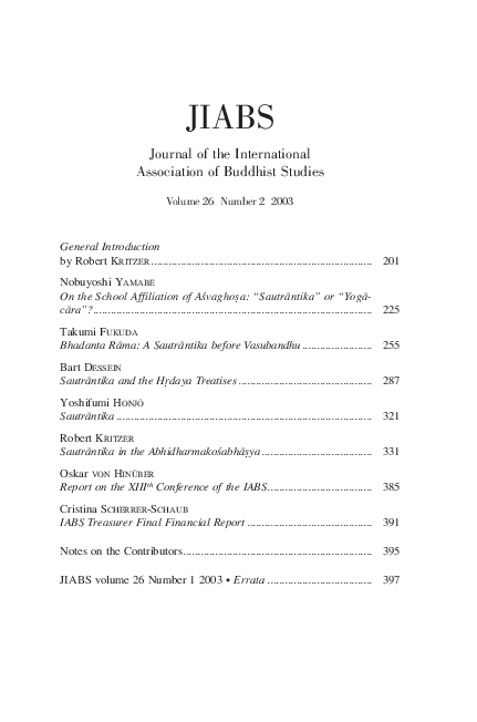 (PDF) On the School Affiliation of Aśvaghoṣa: "Sautrāntika" or "Yogācāra"?