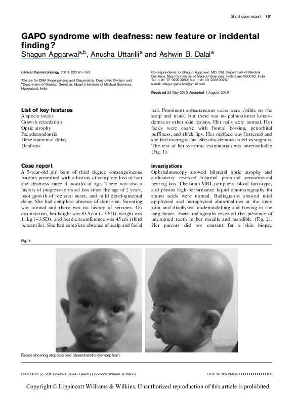 (PDF) GAPO syndrome with deafness