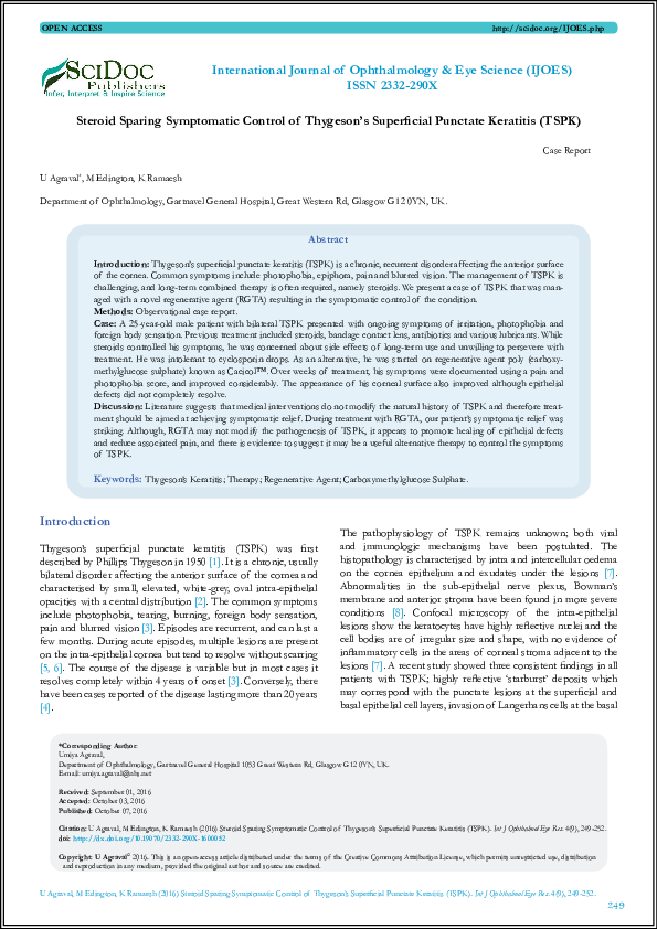 (PDF) Steroid Sparing Symptomatic Control of Thygeson's Superficial ...
