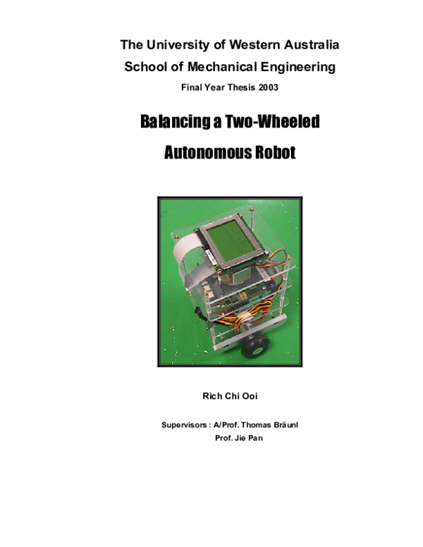 (PDF) Balancing a Two-Wheeled Autonomous Robot