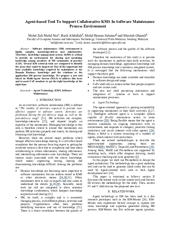 (PDF) Agent-based tool to support collaborative KMS in software ...