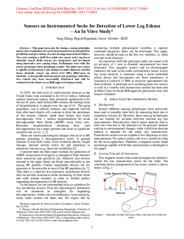 (PDF) Sensors on Instrumented Socks for Detection of Lower Leg Edema ...