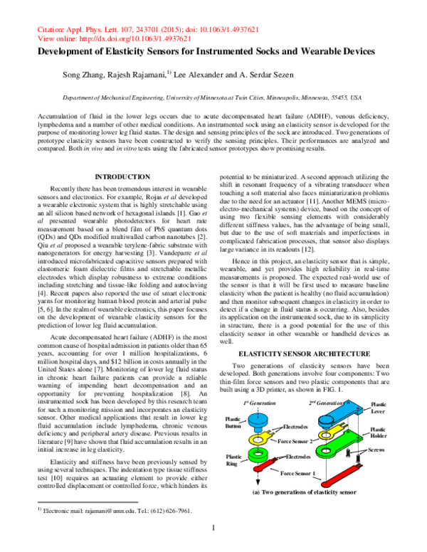(PDF) Development of Elasticity Sensors for Instrumented Socks and ...