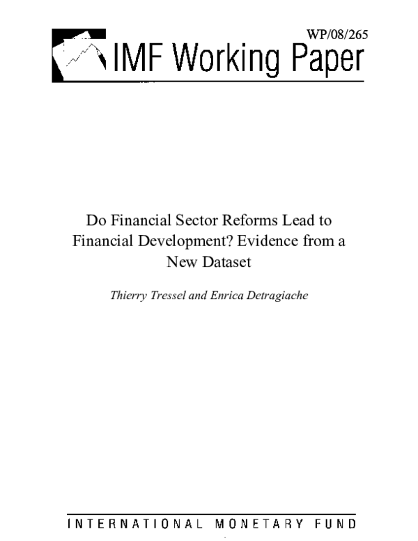 (PDF) Do Financial Sector Reforms Lead to Financial Development ...