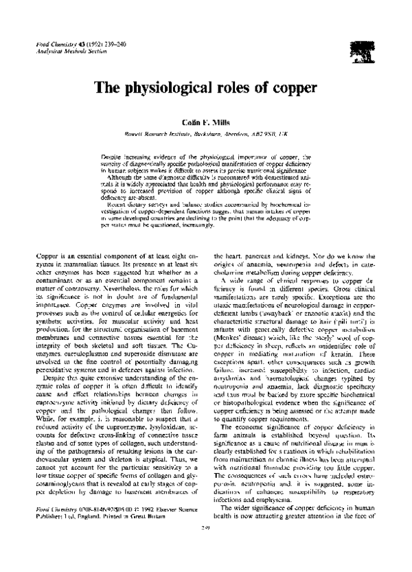 (PDF) The physiological roles of copper