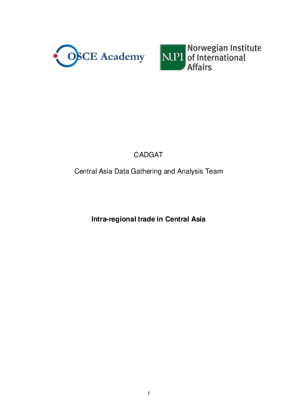 (PDF) Intra-regional trade in Central Asia