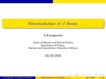 (PDF) Presentation: "Renormalization of φ^4 theory"