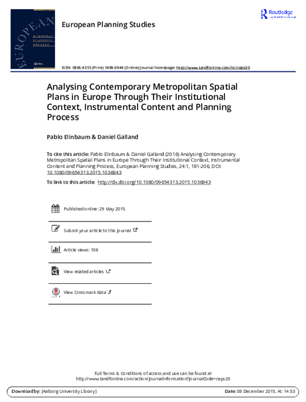(PDF) Analysing contemporary metropolitan spatial plans in Europe ...