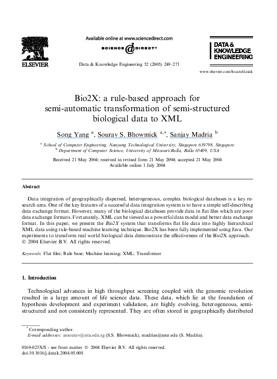 (PDF) Bio2X: a rule-based approach for semi-automatic transformation of semi-structured ...