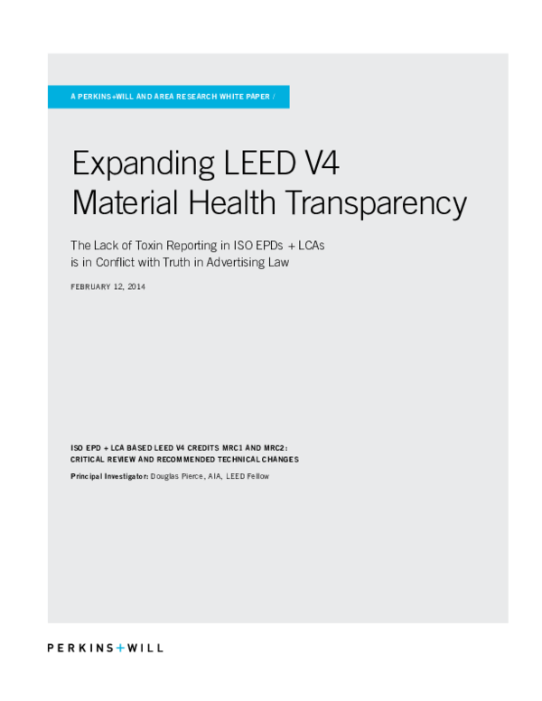 (PDF) Expanding LEED V4 Material Health Transparency The Lack of Toxin Reporting in ISO EPDs ...