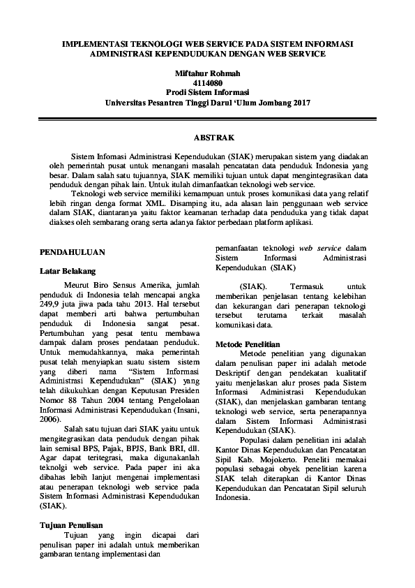 (PDF) IMPLEMENTASI TEKNOLOGI WEB SERVICE PADA SISTEM INFORMASI ...