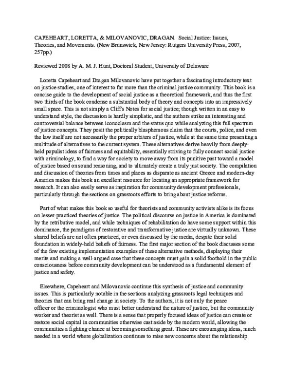 (PDF) Social Justice: Theories, Issues, and Movements