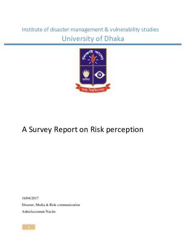 (PDF) A Survey Report on Risk perception