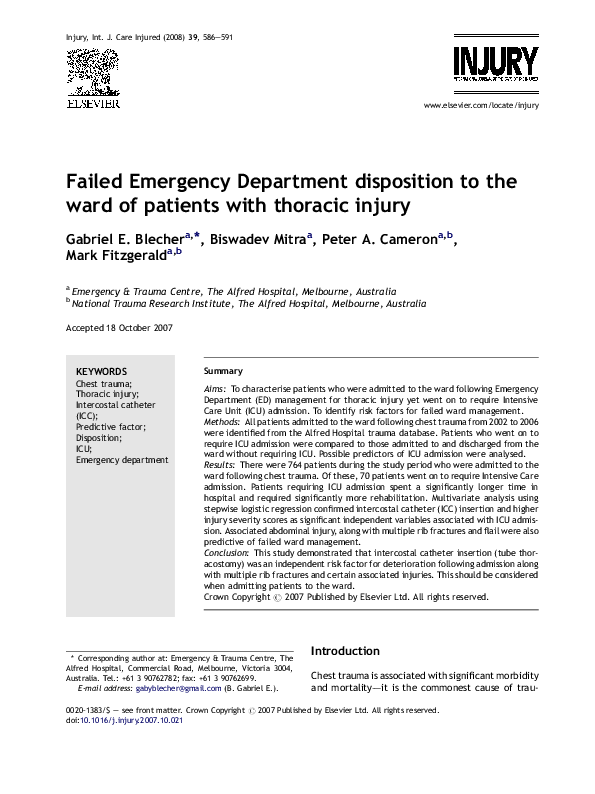 (PDF) Failed Emergency Department disposition to the ward of patients ...