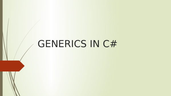 (PPT) GENERICS IN C#