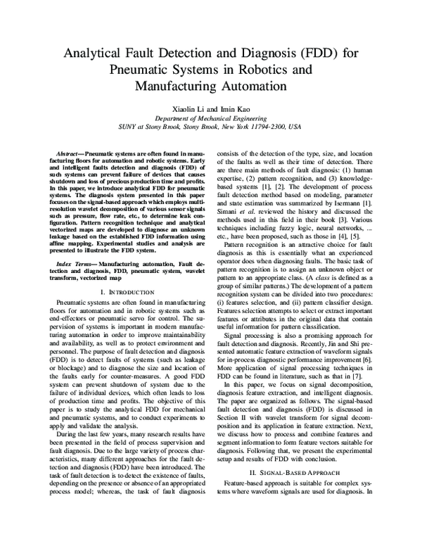 (PDF) Analytical Fault Detection and Diagnosis (FDD) for Pneumatic ...