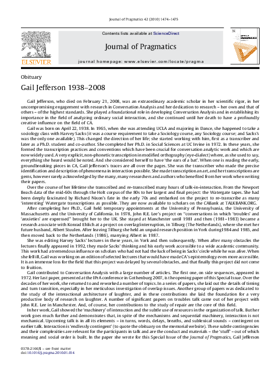 (PDF) Gail Jefferson 1938–2008