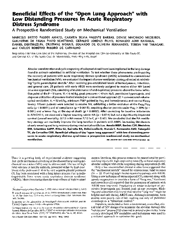 (PDF) Beneficial Effects of the "Open Lung Approach" with Low ...
