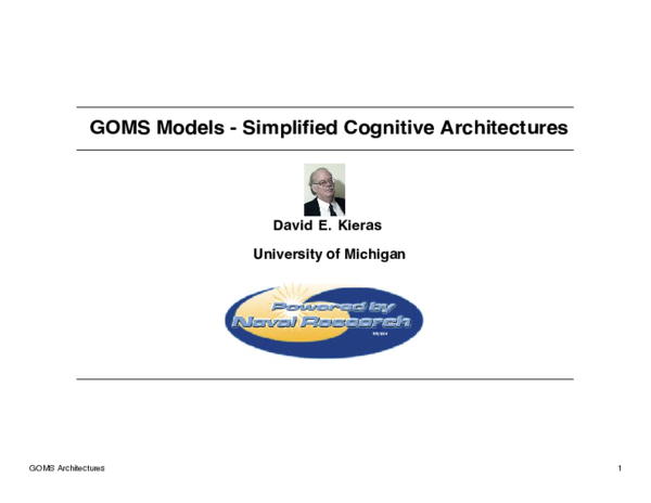 (PDF) GOMS Models -Simplified Cognitive Architectures