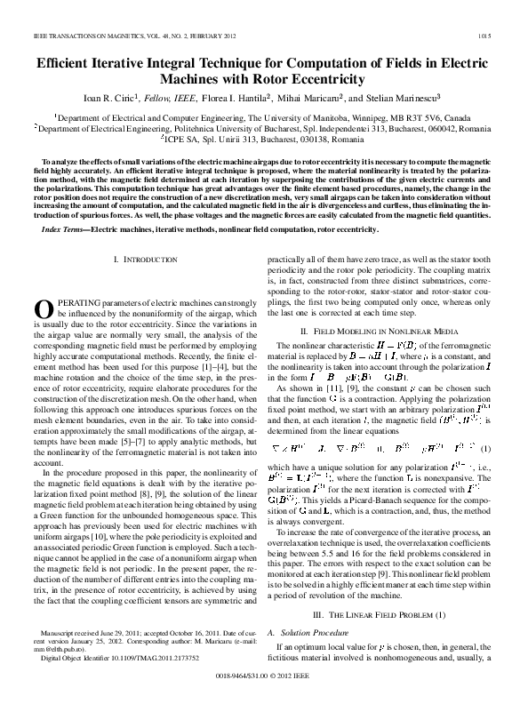 Pdf Efficient Iterative Integral Technique For Computation Of Fields