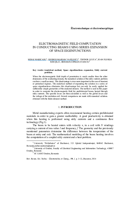 Pdf Electromagnetic Field Computation In Conducting Beams Using Series Expansion Of Space