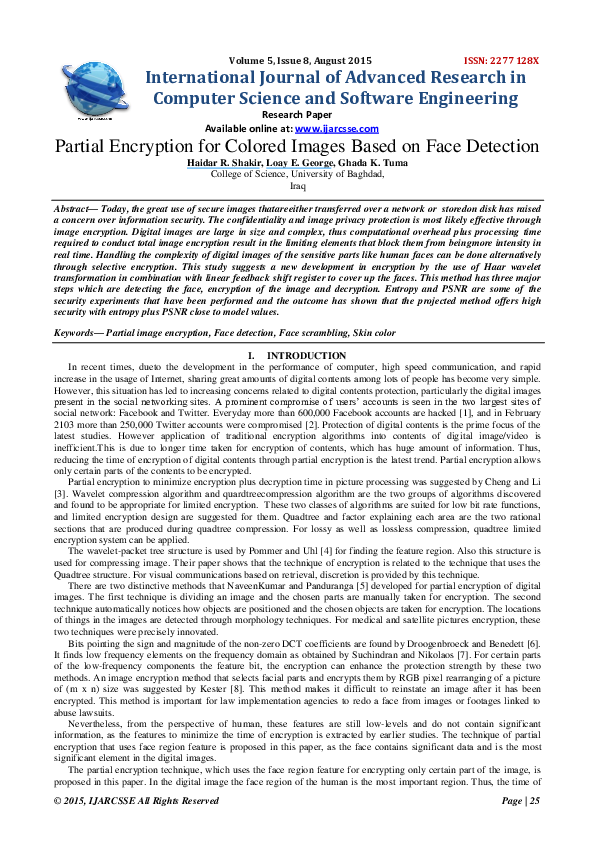 Pdf Partial Encryption For Colored Images Based On Face Detection