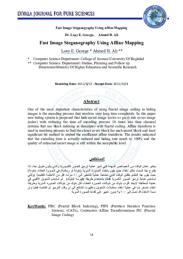 (PDF) Fast Image Steganography Using Affine Mapping Fast Image ...