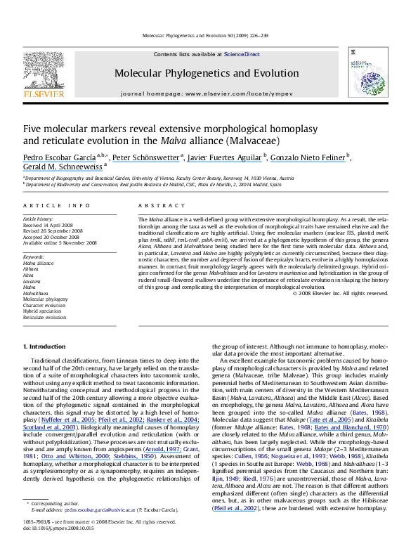 (PDF) Five molecular markers reveal extensive morphological homoplasy and reticulate evolution ...