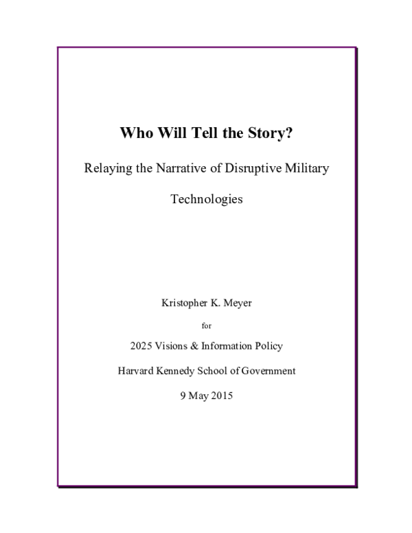 (PDF) Who Will Tell the Story? Relaying the Narrative of Disruptive ...