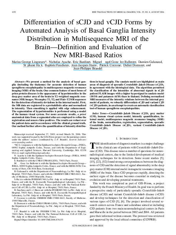 (PDF) Differentiation of sCJD and vCJD forms by automated analysis of ...