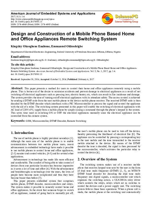 (PDF) Design and Construction of a Mobile Phone Based Home and Office ...